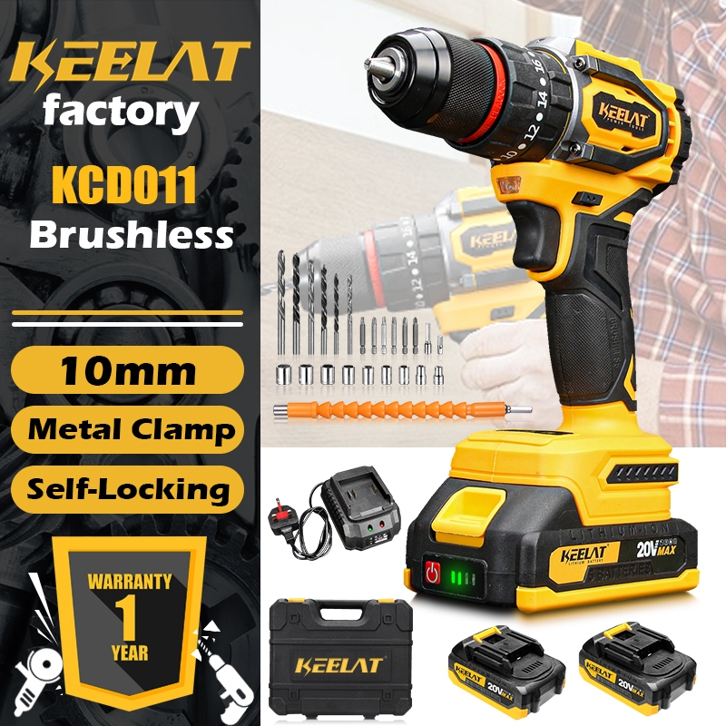 KEELAT Brushless Cordless Drill Rechargeable Screwdriver Power Tools ...
