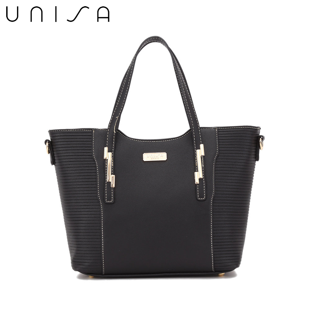 UNISA Debossed Convertible Top Handle Bag (Black/Khaki/Purple/Taupe ...