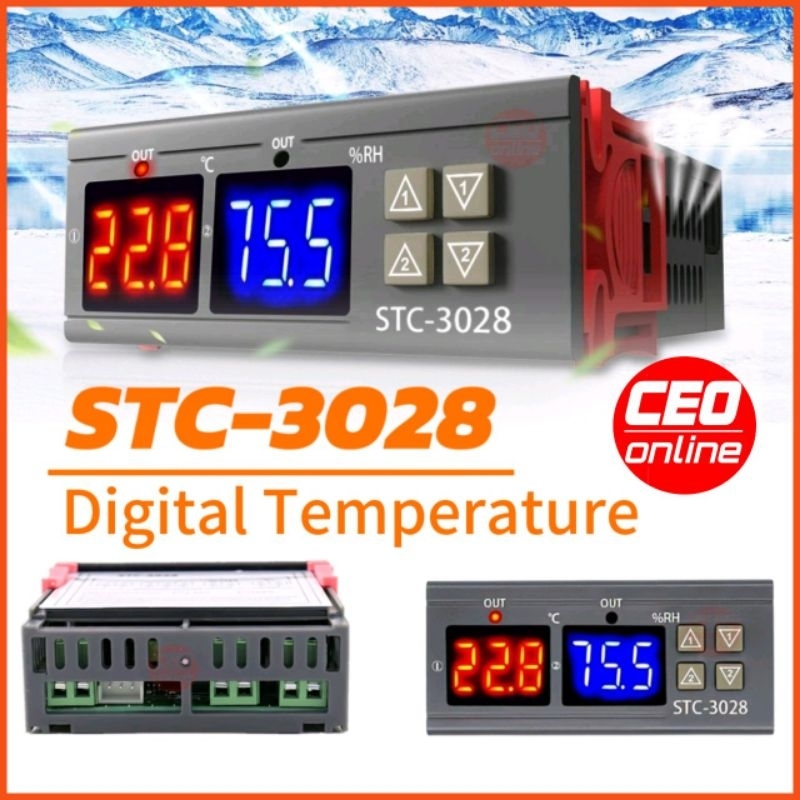 CEO STC-3028 Dual Digital Temperature Thermostat Humidity Control Thermometer Hygrometer ...