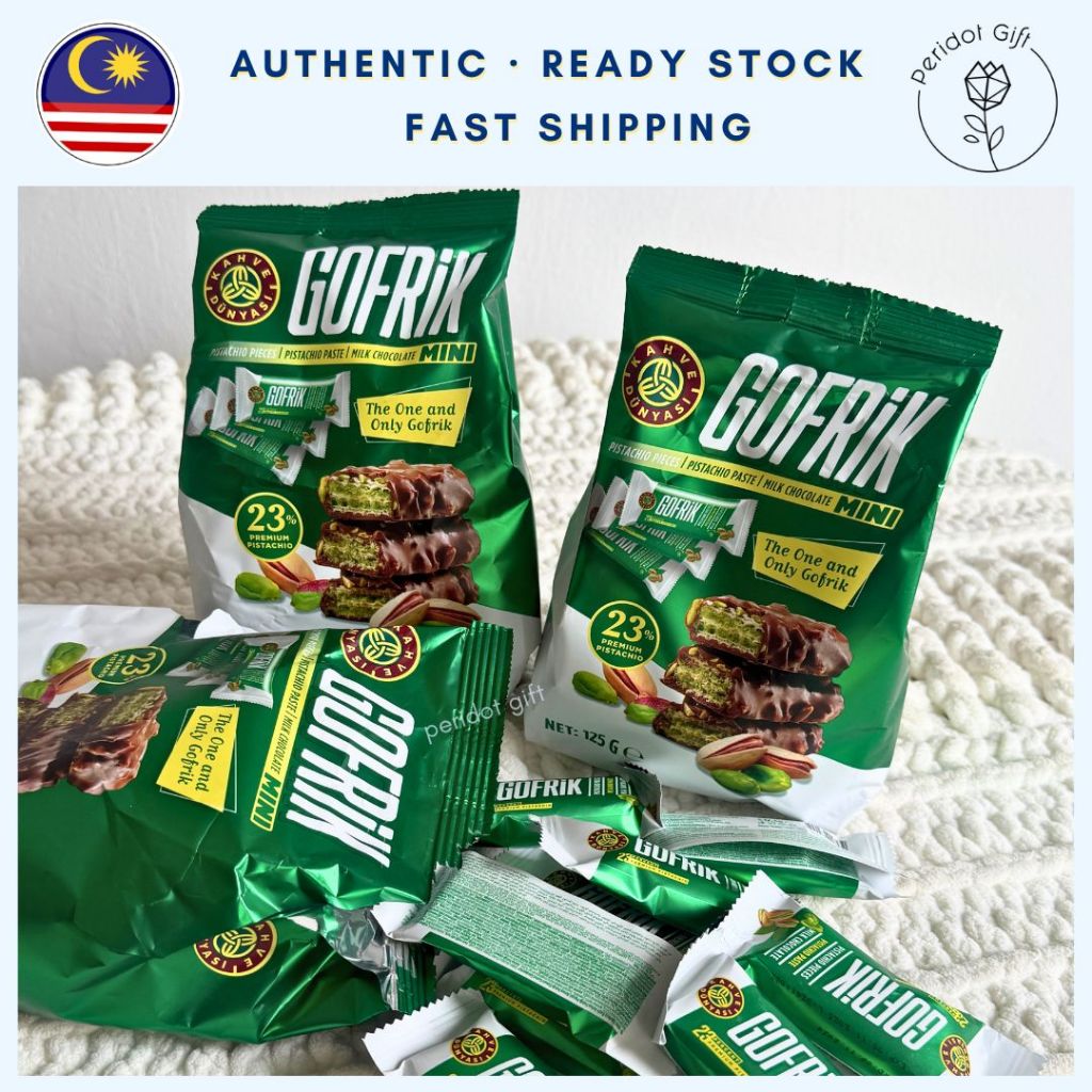 Gofrik 125g Pack Waffle Milk Choc Dark Chocolate Pistachio Paste Wafer ...