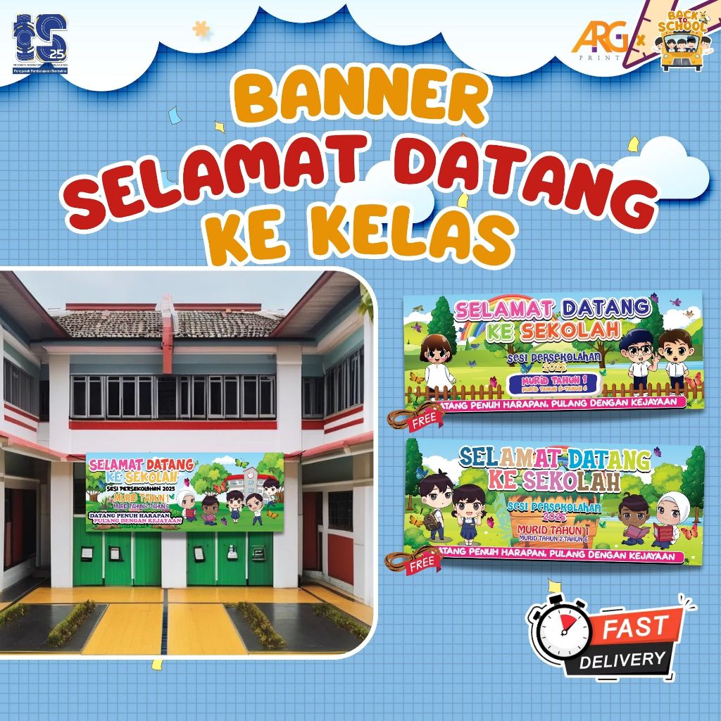 Banner Selamat Datang Ke Sekolah Set Keceriaan Hiasan Kelas Back to ...