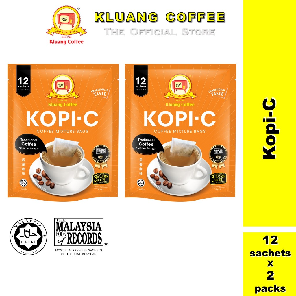 Kluang Coffee Cap Television Coffee C (12 individual bags x 2 packs ...