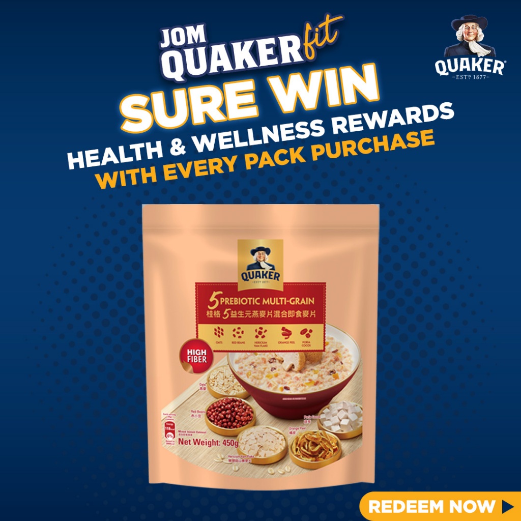 Quaker Five Prebiotic Multigrain (450g) 桂格益生元混合即食燕麦片(450g) | Shopee ...