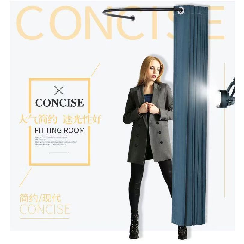 Simple movable fitting room mobile portable curtain door curtain rod ...