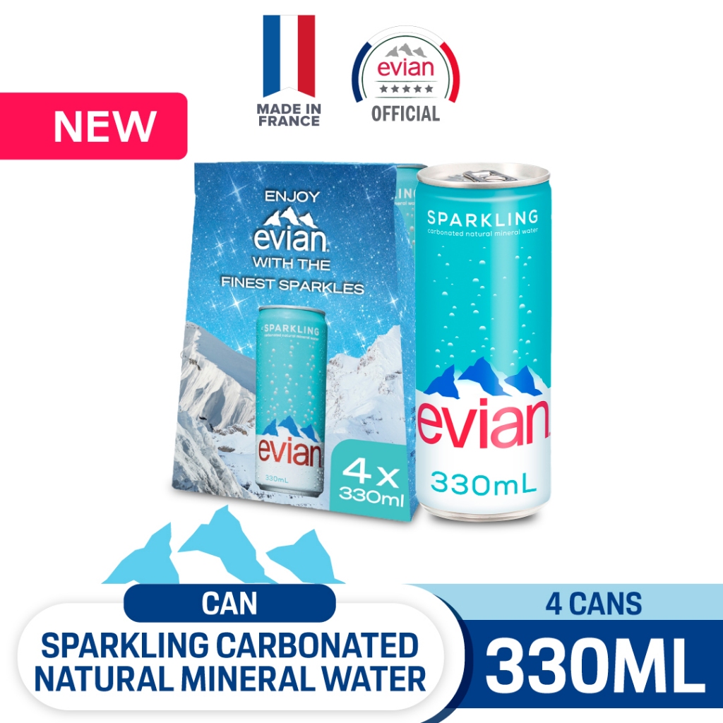 evian Sparkling Can Natural Mineral Water Multipack (4 x 330ml) | Shopee Singapore