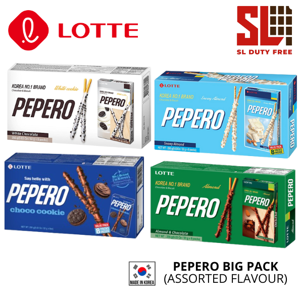Lotte Pepero Big Pack Chocolate 256g Assorted Flavour Halal Stick ...