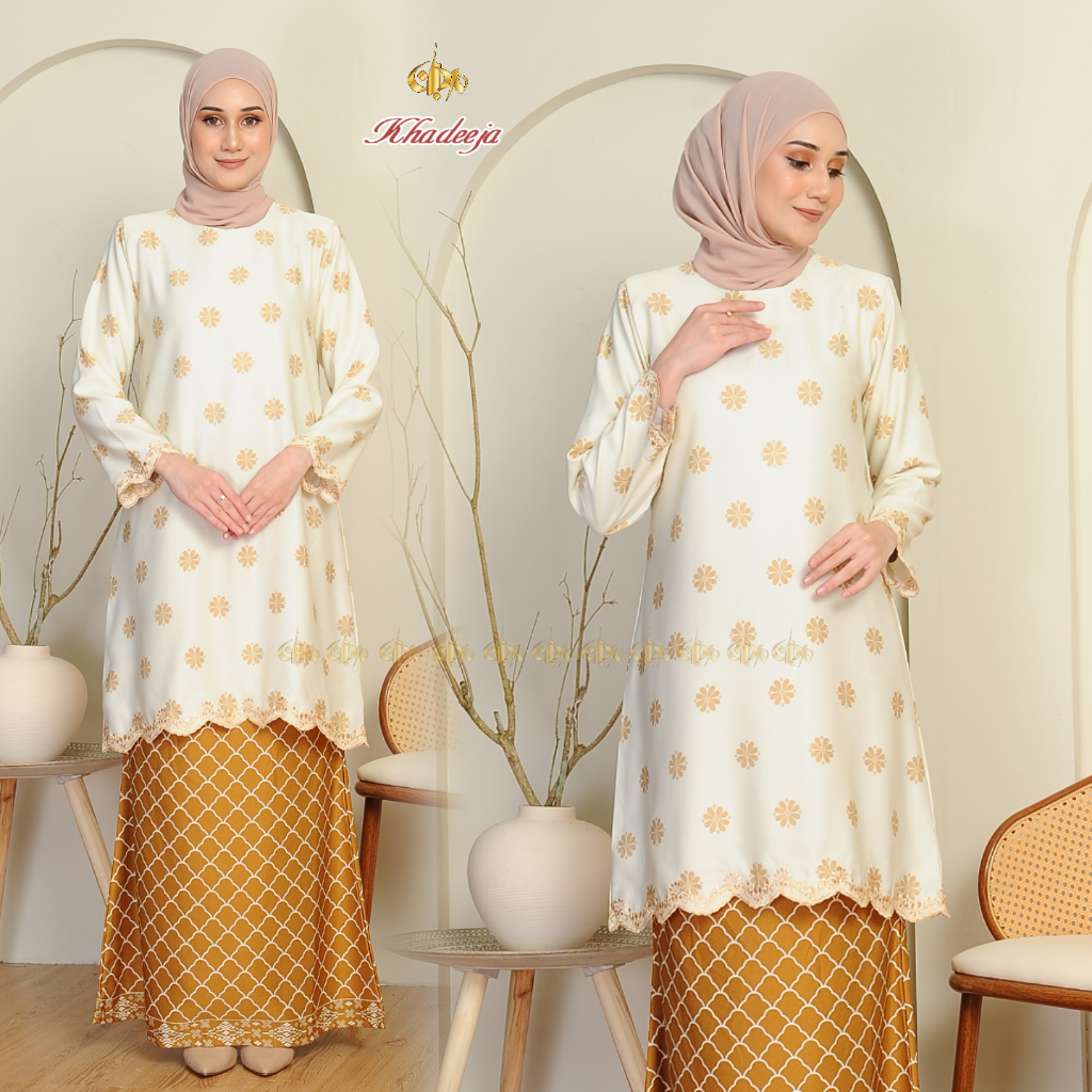 Baju Kurung Khadeeja Dobby Sutera Sulam Matching Raya 2025 MC186 | Shopee Singapore