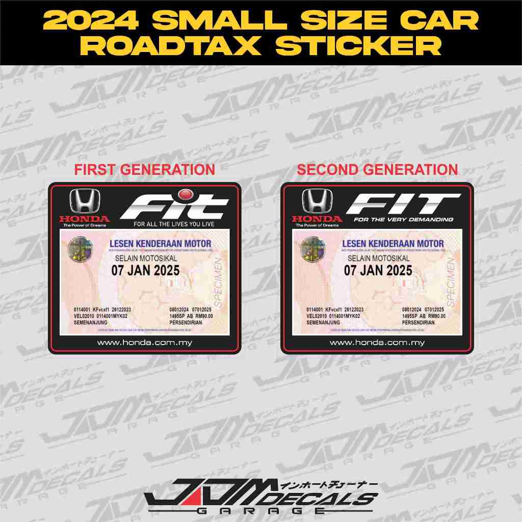 [2024 SMALL SIZE CAR ROADTAX STICKER] Honda Fit Windscreen Roadtax ...