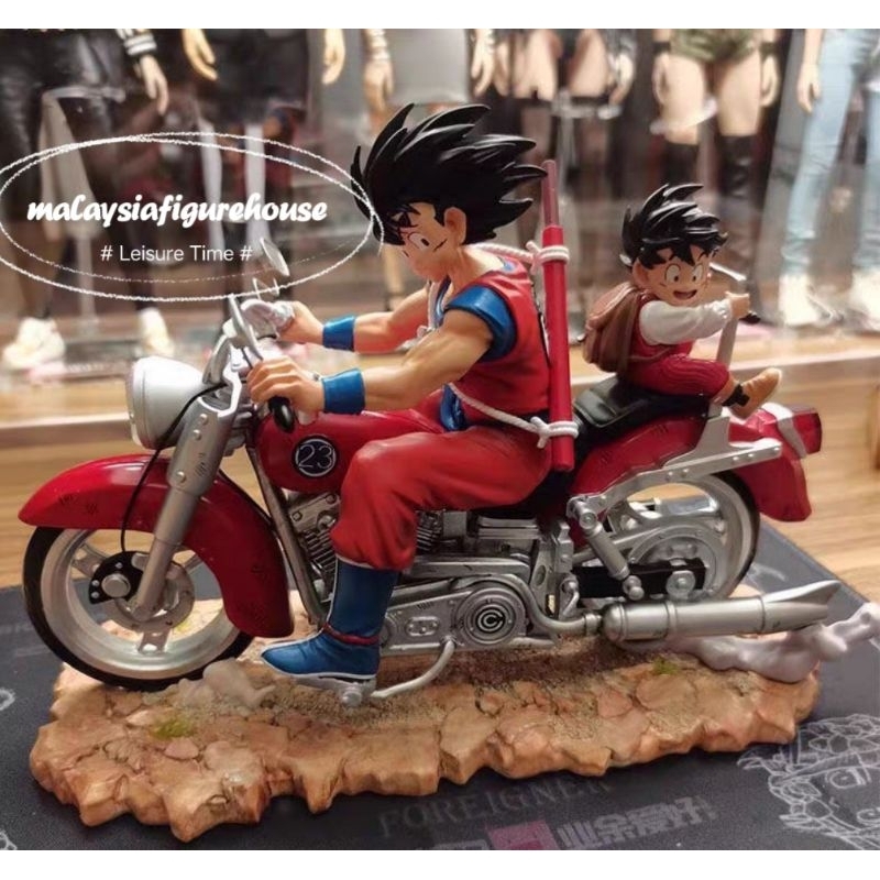 23CM DRAGON BALL Z SON GOKU GOHAN DRIVING BIKE COPY RESIN FIGURE STATUE ...
