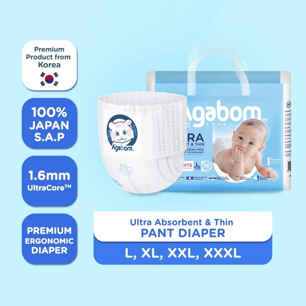 AGABOM 100% SAP Ultra-Thin Baby Diaper Pants L36/XL30/XXL30/XXXL26 (1 Pack) | Shopee Singapore