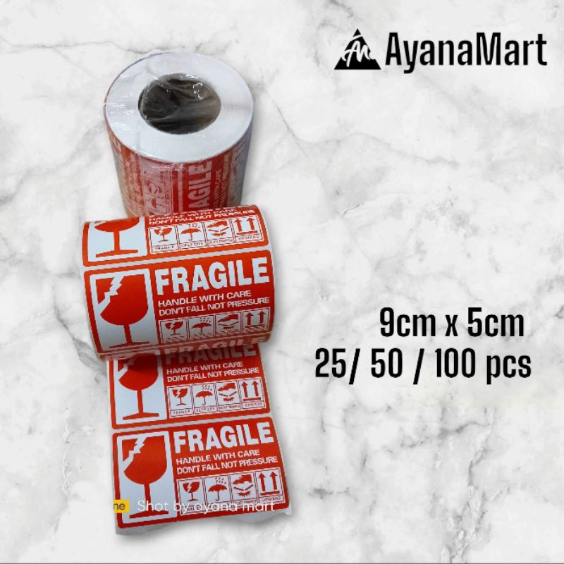 Fragile Sticker Saiz 9cm x 5cm 25/50/100 pcs | Shopee Singapore