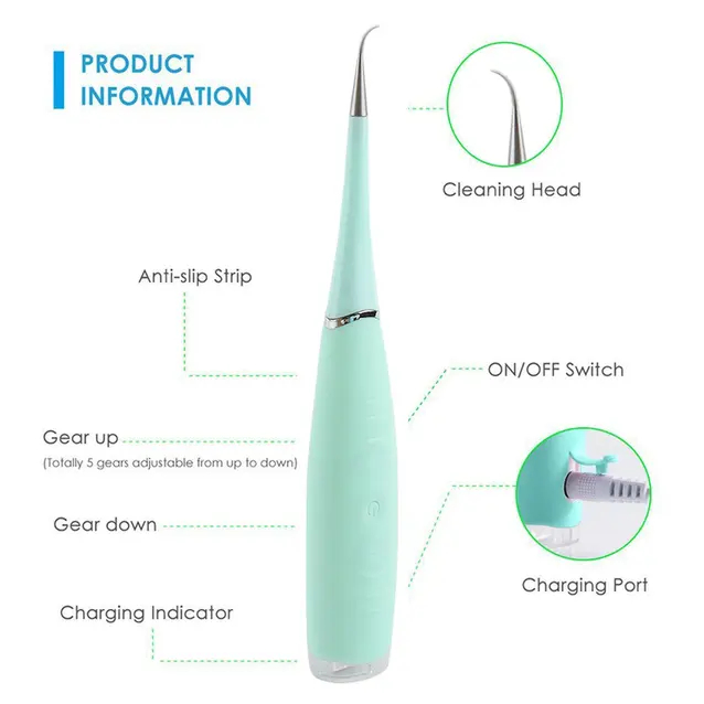 Electric Ultrasonic Dental Scaler Tooth Calculus Remover Cleaner Stains ...