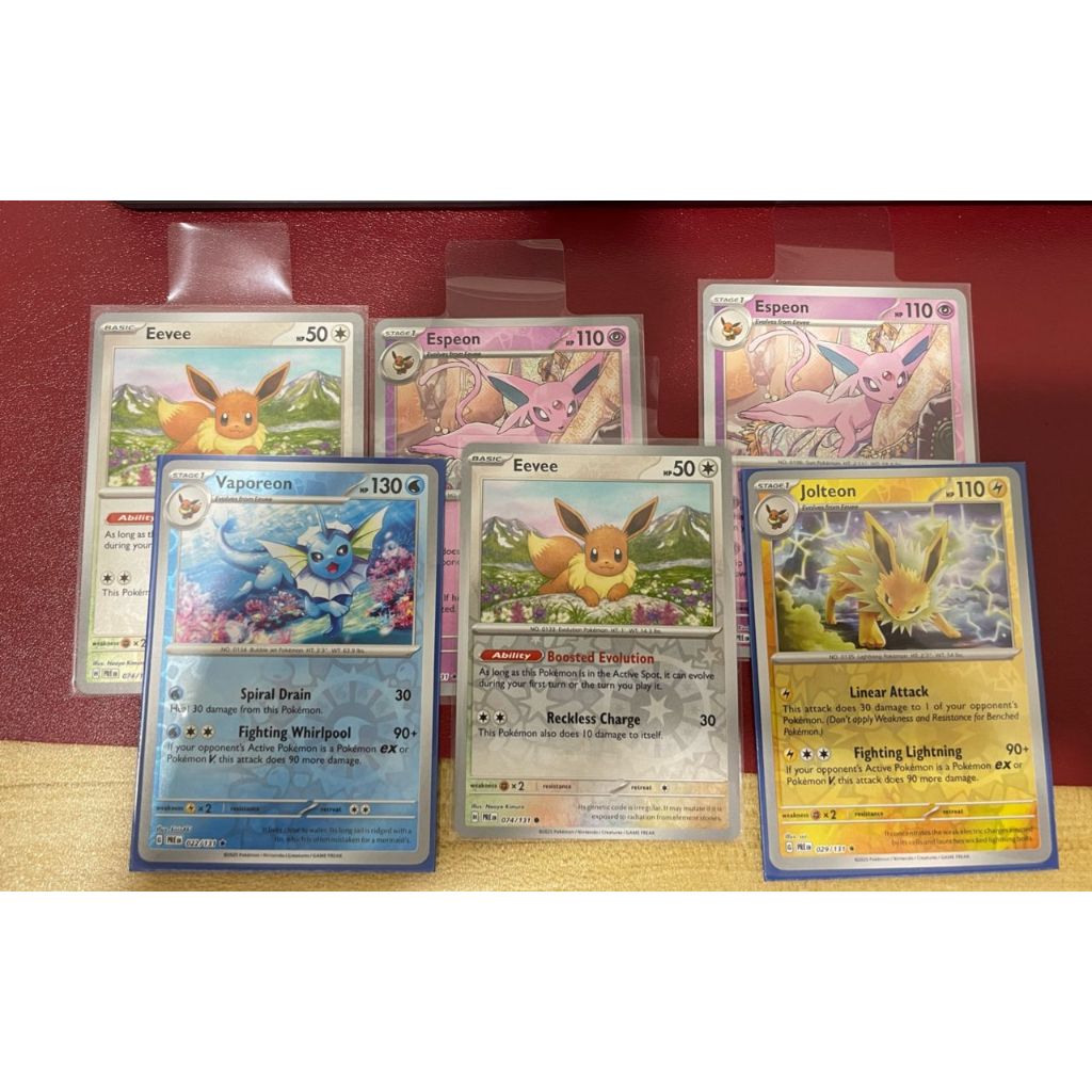 Pokemon TCG Prismatic Evo REVERSE HOLO Eevee Vaporeon, Jolteon, Espeon ...