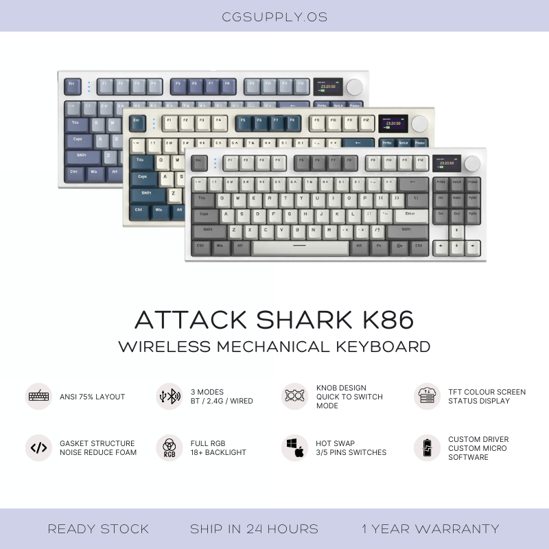 Attack Shark K86 Wireless Mechanical Keyboard | Shopee Singapore