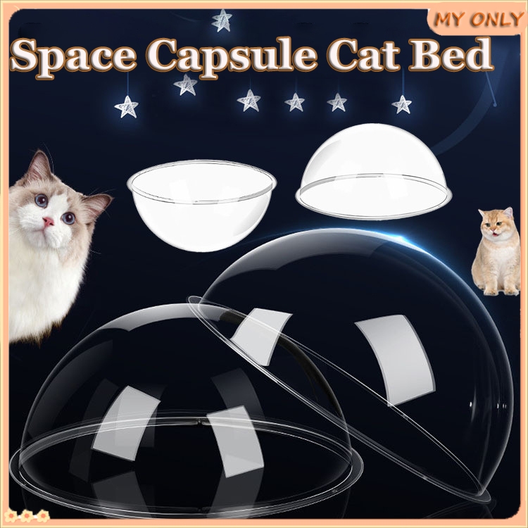 2 in 1 Space Capsule Transparent Cat Bed Transparent Dome Cover Kitten ...