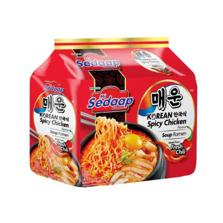 Mi Sedaap Korea Spicy Chicken Flavour Soup Ramen (77gx5 packs) | Shopee ...