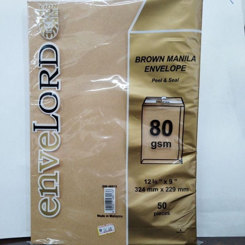 A4 sampul surat White & Brown Manila Envelope 50's (Lion File) | Shopee Singapore