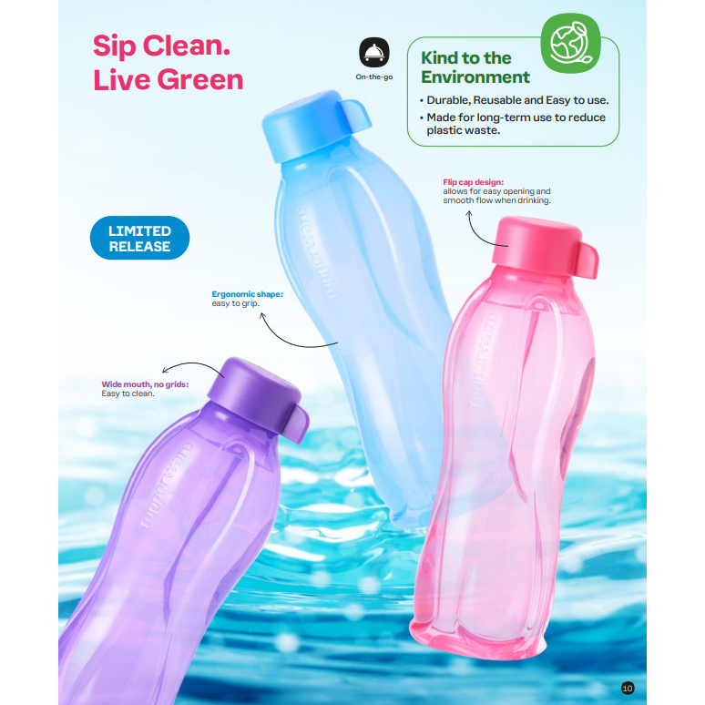 NEW COLOUR - Tupperware Eco Bottle 500ml ( Flip Top Red or Purple ...