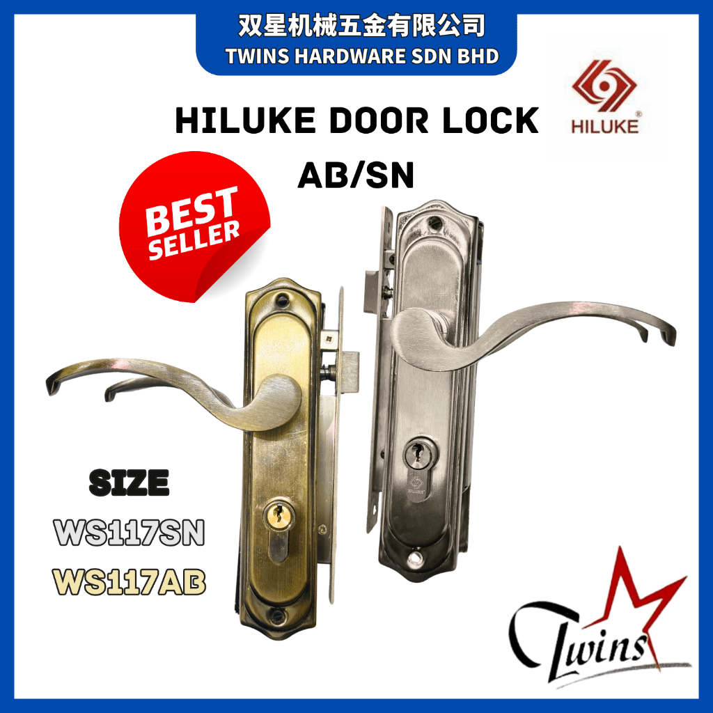 WS117 | HILUKE Door Lock AB/SN | Mortise Handle Lock Kunci pintu lock ...