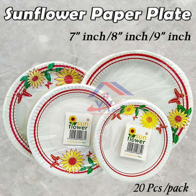 7" 8" 9"inch Disposable Paper Plate(20 Pcs in 1 Pack)/Printed Paper ...