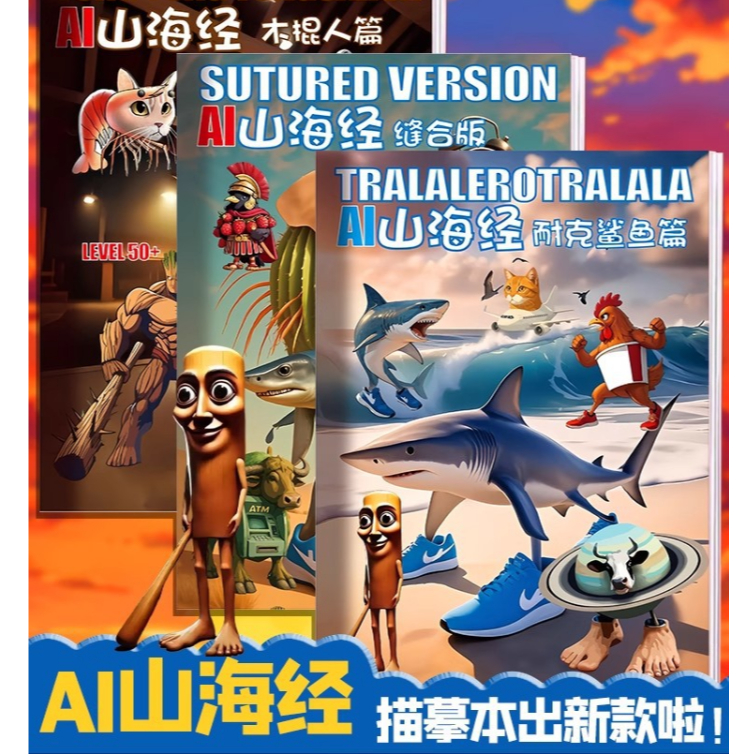 Italian Brainrot drawing book 4 books AI山海经描摹本线稿图画本(一套4本) | Shopee ...