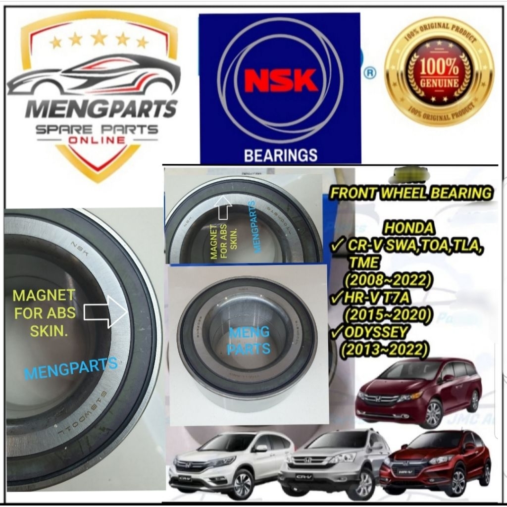 NSK HONDA CRV SEA TOA TLA TME HRV T7A FK2 RR1 TVA FRONT WHEEL BEARING ...
