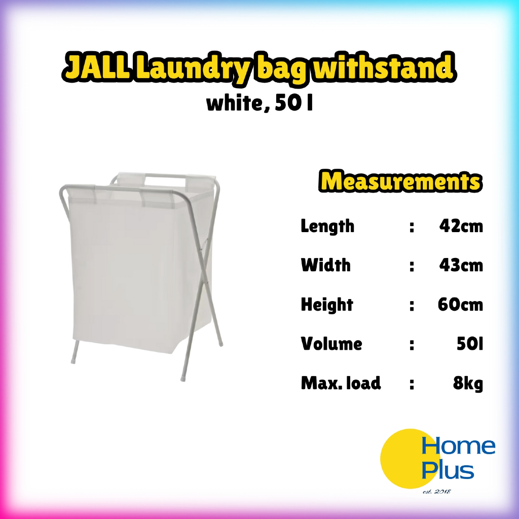 HomePlus ️ IKEA JALL Laundry bag with stand white 50L | Shopee Singapore