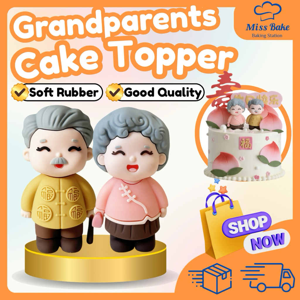 MISS BAKE Grandpa Grandma Birthday Cake Topper Cake Decoration Parents ...