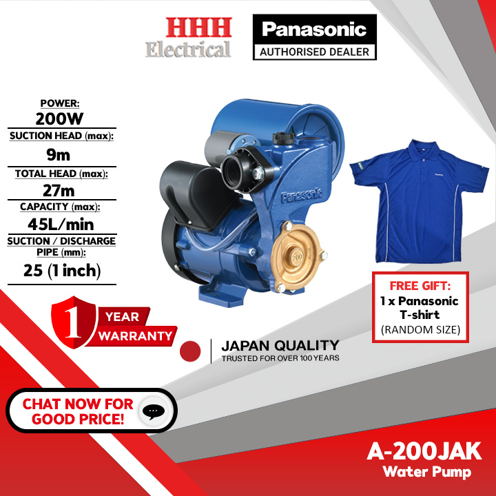Panasonic 200W Peripheral Type Auto Series Water Pump A-200JAK Pam Air ...
