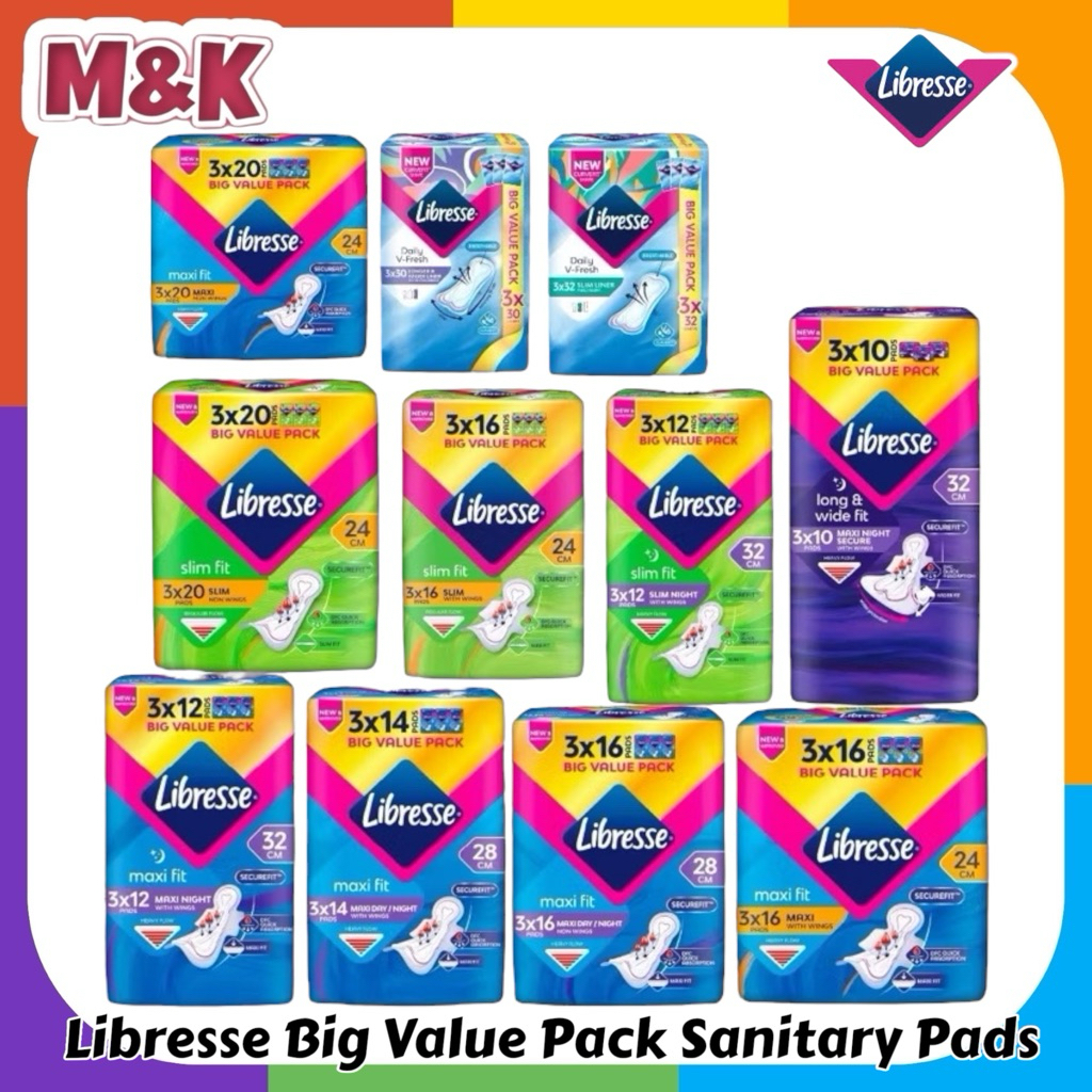 Libresse Big Value Pack Maxi Wing, Liner, Non wing and Night wing ...