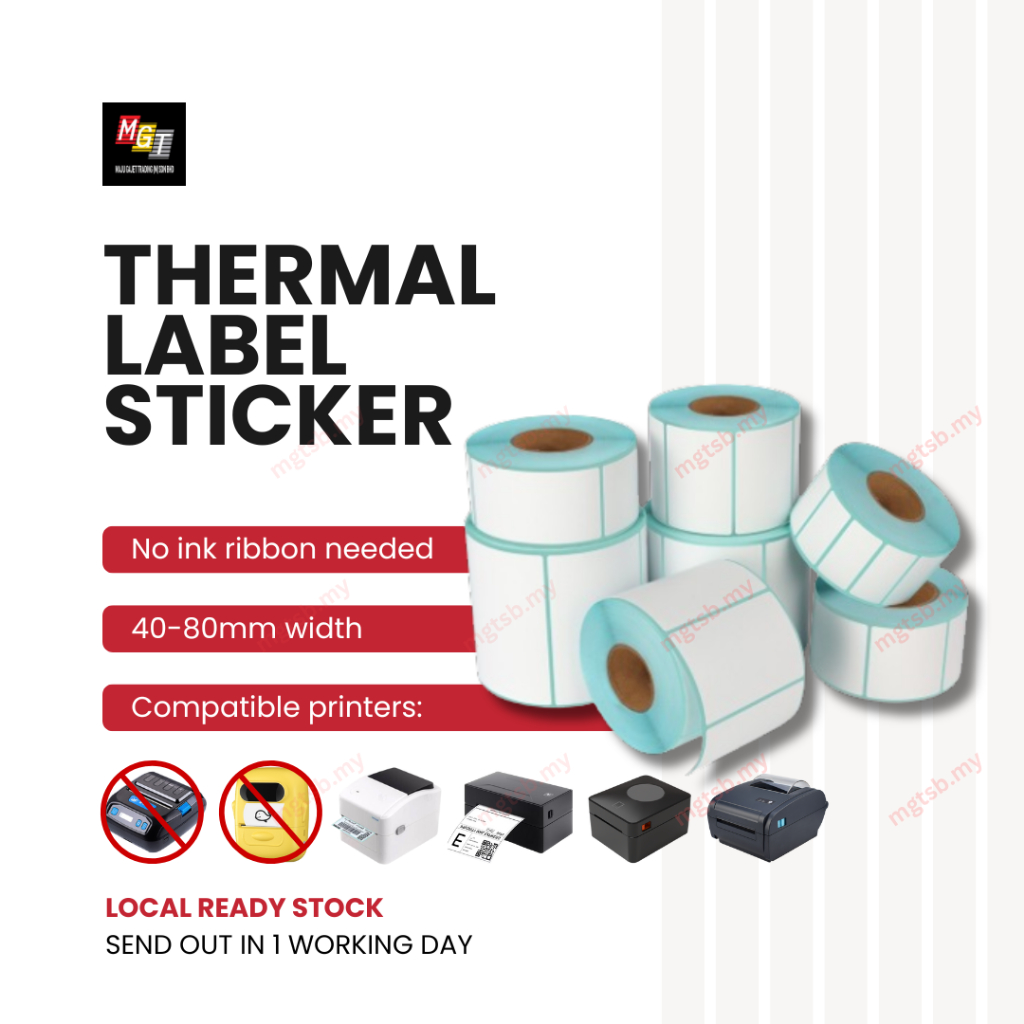 40-80mm Thermal Label Sticker Roll Barcode Price Tag Nama Stiker ...