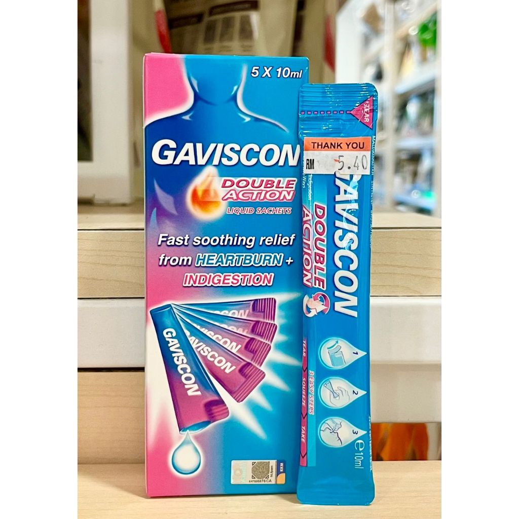 Gaviscon Double Action Liquid Sachet 双效液体袋 (10ml x 5's) | Shopee Singapore