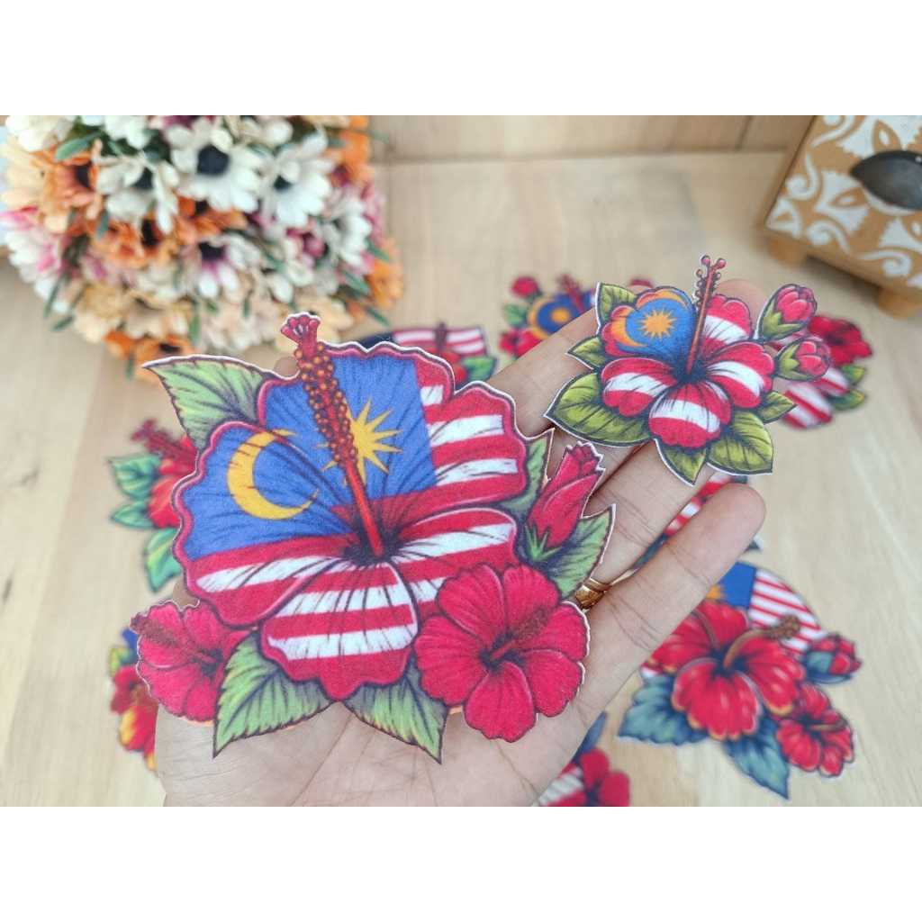 Brooch Pin Tema Bunga Raya Merdeka Material Felt Kain | Shopee Singapore