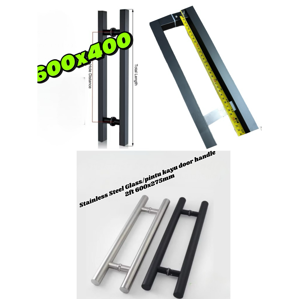 600mm 2ft Stainless Steel Pull Handle H Shape Tempered Glass Door ...