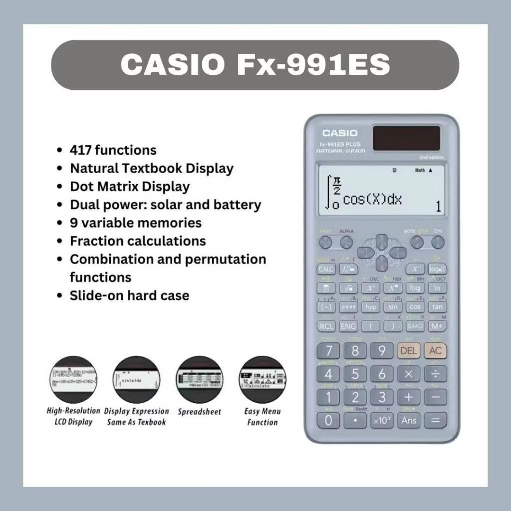 Scientific Calculator CASIO Fx-991ES Plus Solar Portable Rechargeable ...