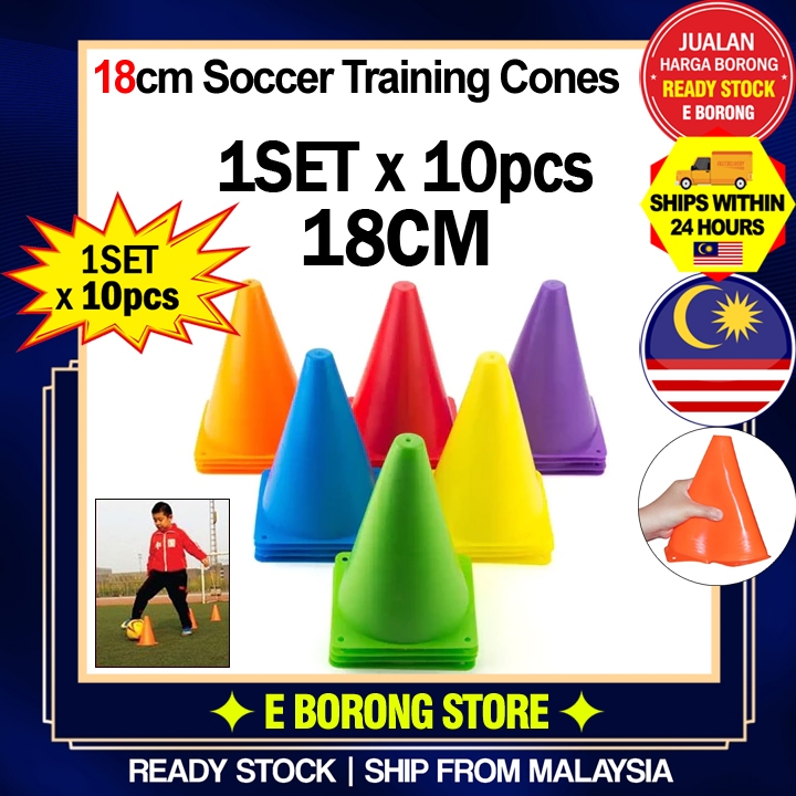 【E BORONG】1SET x 10pcs 18cm Football Traning Cone Football Futsal ...