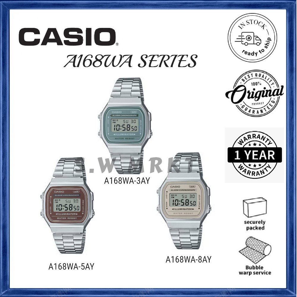 Casio A168WA-3AY/5AY/8AY Vintage Watch | Shopee Singapore