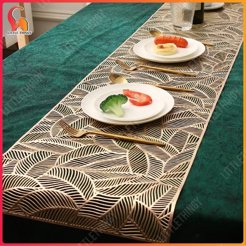 Lapik Meja Makan 4/6/8 Kerusi Panjang Gold Table Runner PVC Placemat ...