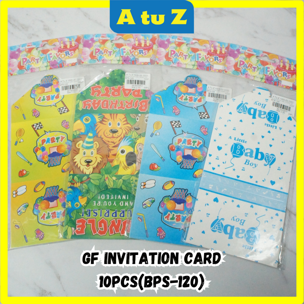 AtuZ GF Invitation Card 10pcs(BPS-120)/Birthday Invitation Card/Happy Birthday Party Invitation ...