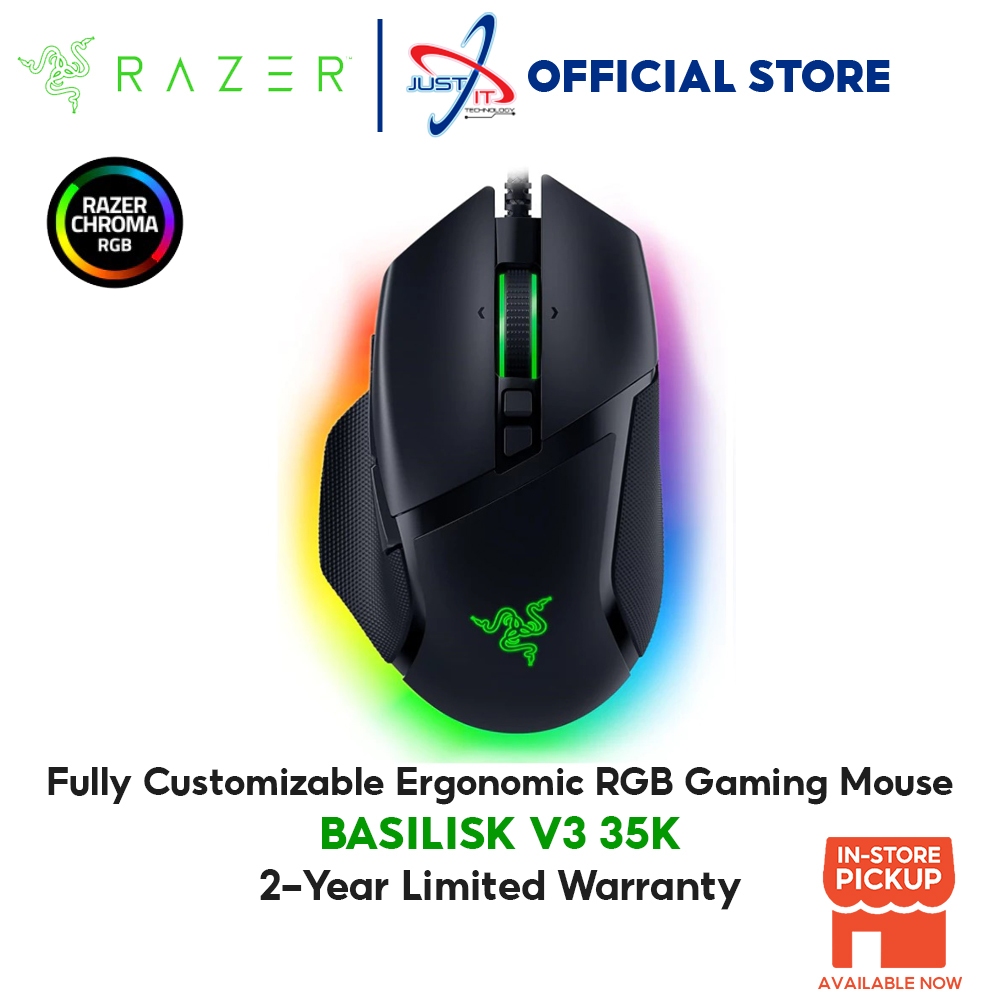 RAZER BASILISK V3 35K FULLY CUSTOMIZABLE ERGONOMIC RGB GAMING MOUSE ...