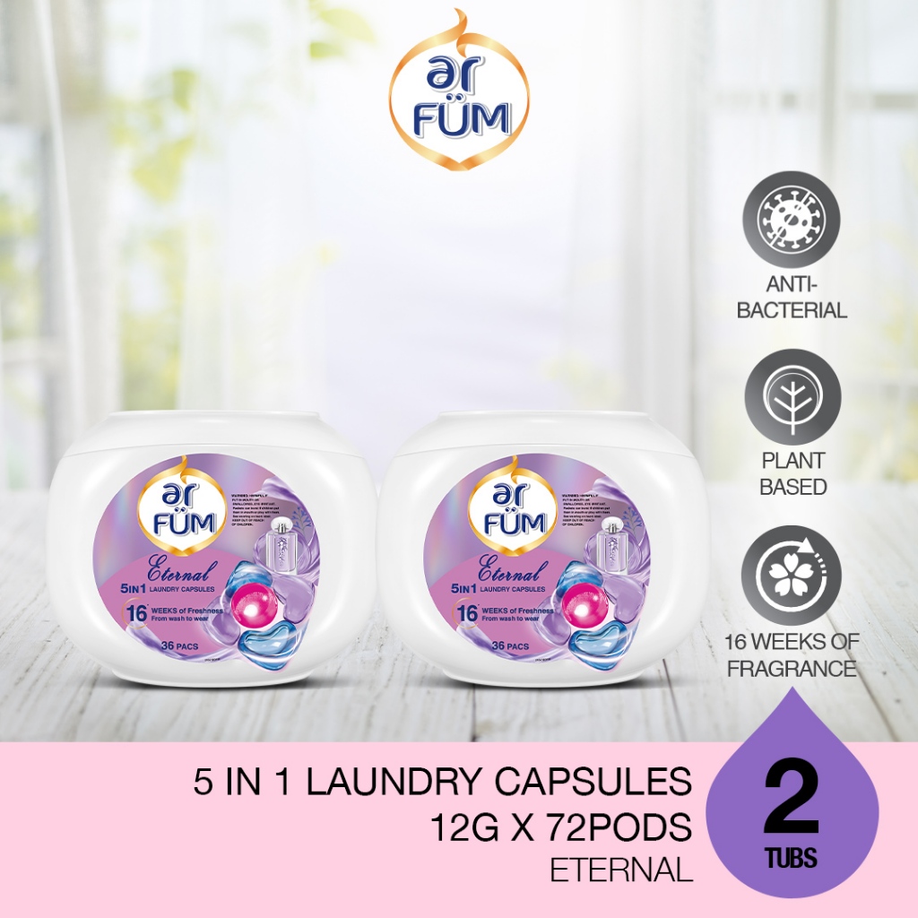 [TWIN PACK] ar FÜM 5 In 1 Laundry Capsules Eternal (12g x 36 Pcs ...
