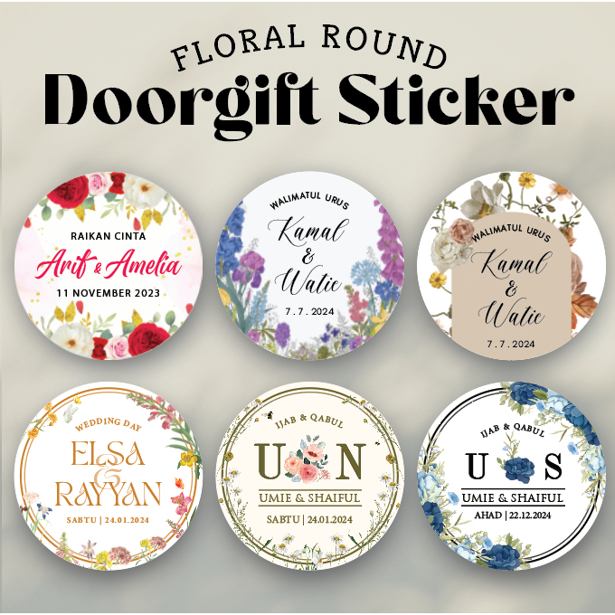 [STICKER] Floral Round Thank You Sticker Wedding Aqiqah Engagement ...