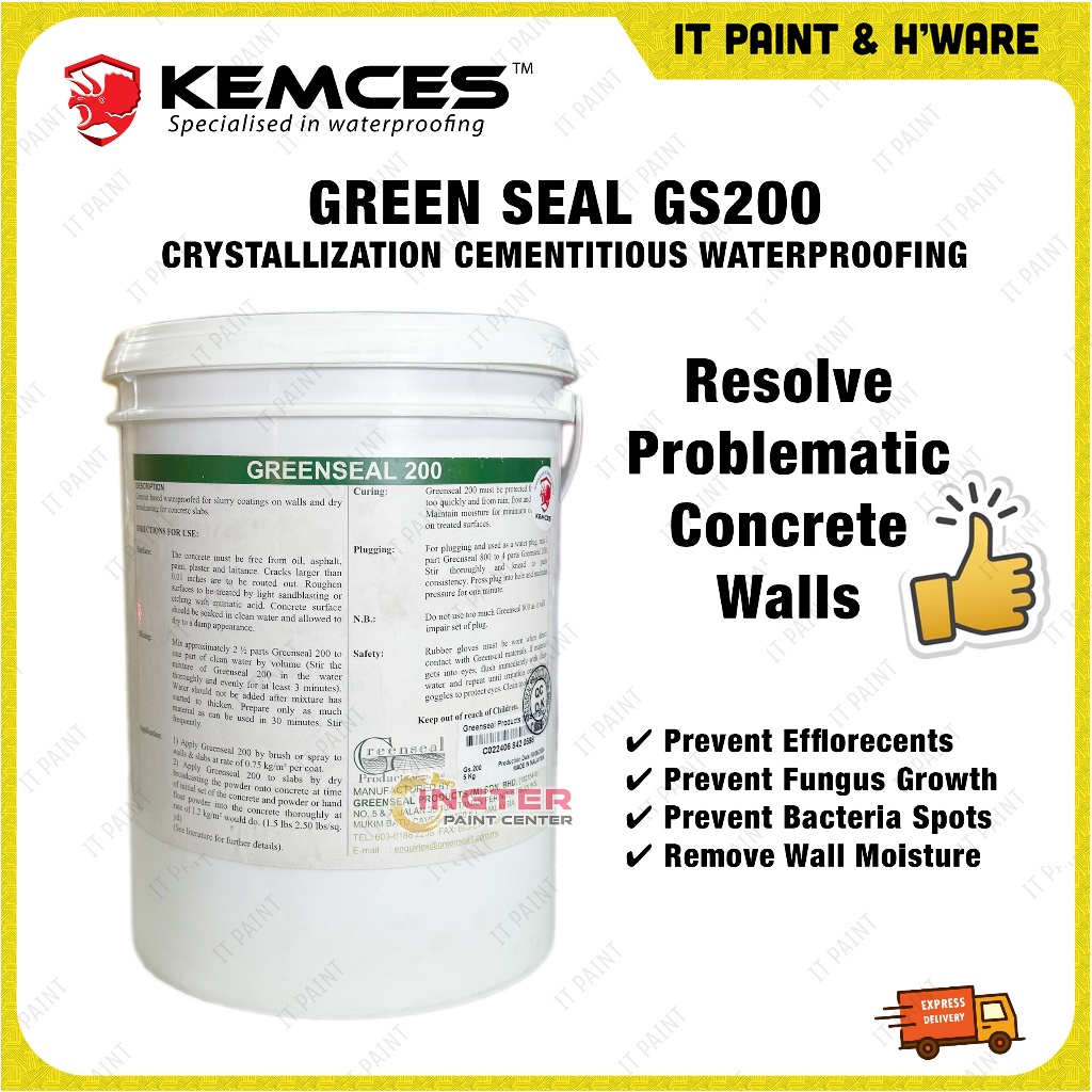 5KG Kemces Green Seal GS200 Crystalisation Cementitious Waterproofing ...