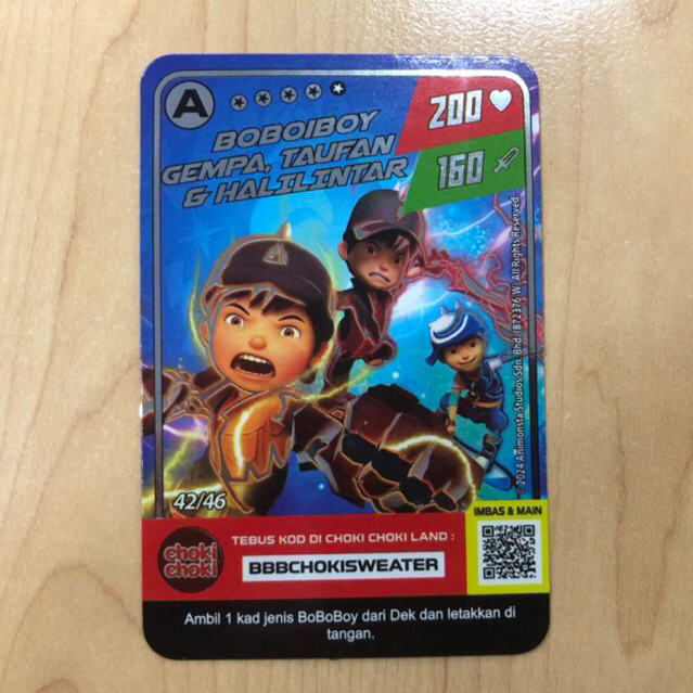 Choki choki boboiboy monsta galaxy card boboiboy kuasa 3 | Shopee Singapore