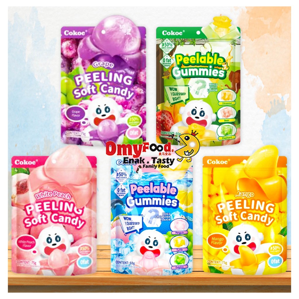 60g / 75g Cokoc Peelable Gummies [Mixed Fruit/Mixed Fruit Soda] Peeling ...