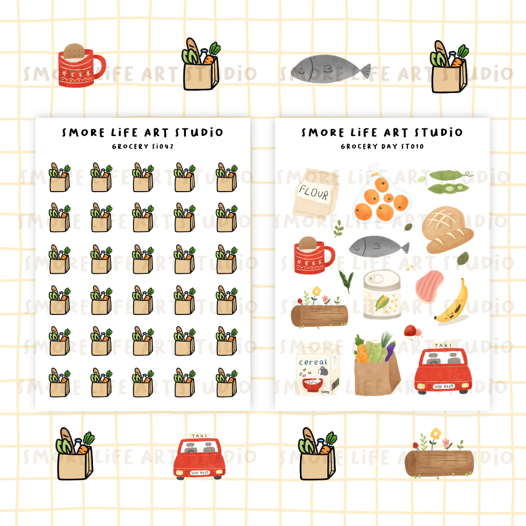 Grocery Shopping icon deco sticker sheet |St010,Si042 ...