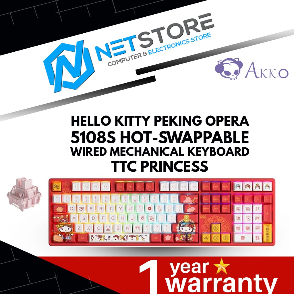 AKKO HELLO KITTY PEKING OPERA 5108S HOT-SWAPPABLE WIRED MECHANICAL ...