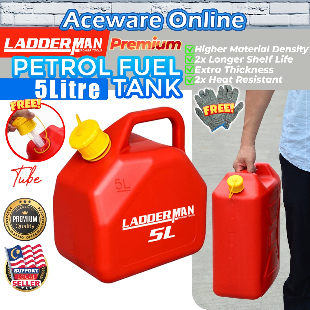 5L LADDERMAN Oil Tank Auto Shut Off Gasoline Container Mount Motorcycle Spare Fuel Tank Car ...