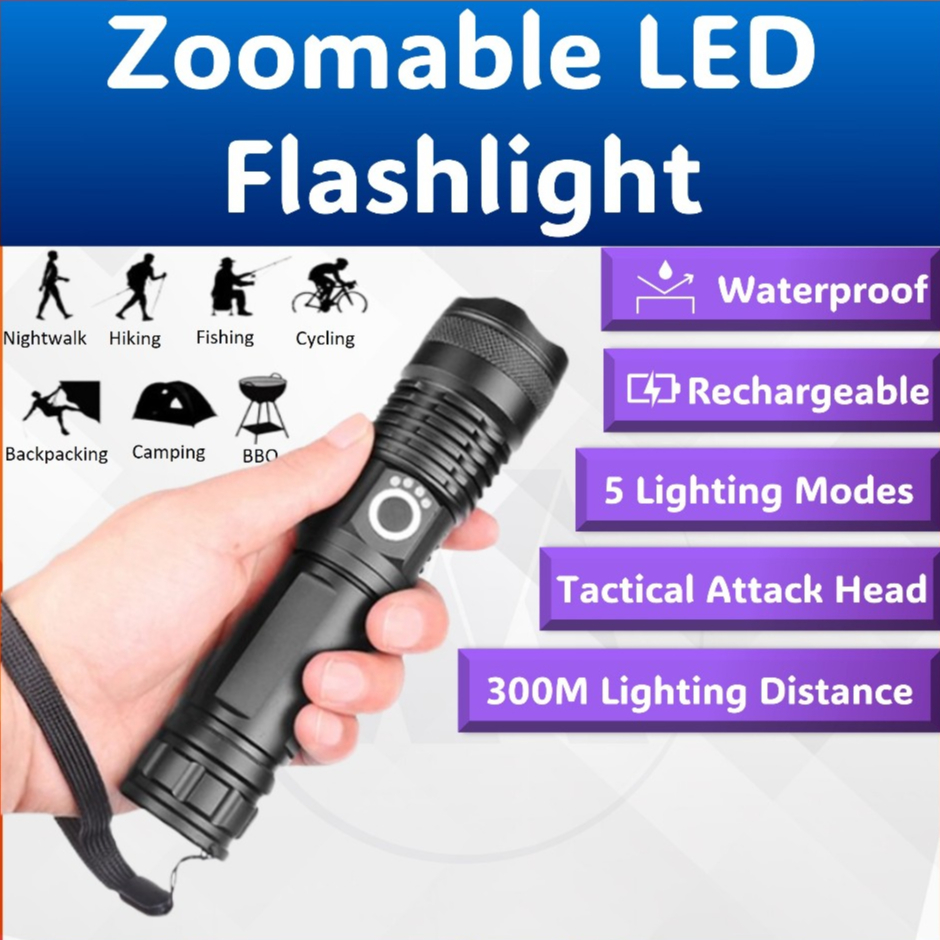 [Shopee Choice] XHP50 300 Lighting Distance Zoomable LED Super Bright ...
