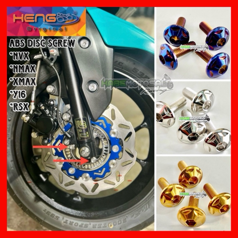 (1 BIJI) SKRU SENSOR DISC ABS NVX XMAX NMAX Y16 RSX HENG TITANIUM GOLD ...